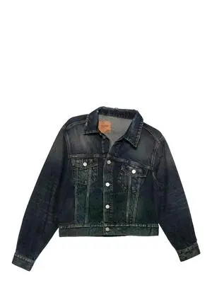 Balenciaga Off-shoulder Denim Jacket - Blue