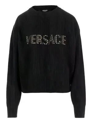 Versace Ribbed Embellished Sweater - Black