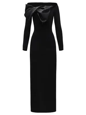 LIKA Bow-embellished Off-the-shoulder Dress - Black