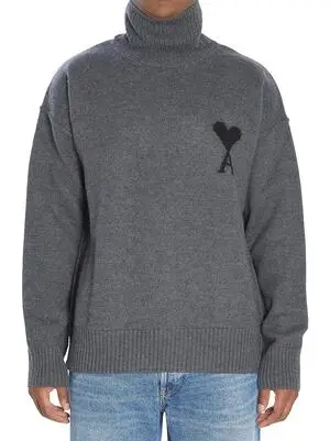 Ami De Coeur Virgin Wool Turtleneck Sweater - Grey