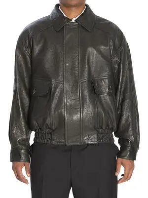 Saint Laurent Balloon Bomber Jacket In Lambskin Leather - Black