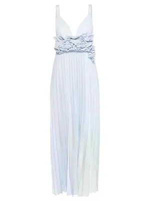 P.a.r.o.s.h Floral-appliqué Pleated Gown - Blue