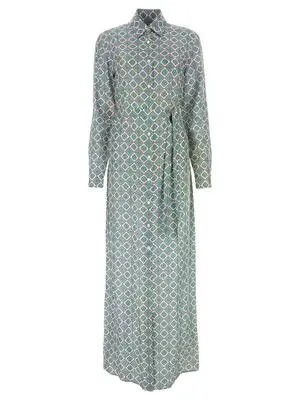 Prada Geometric-print Shirt Dress - Blue