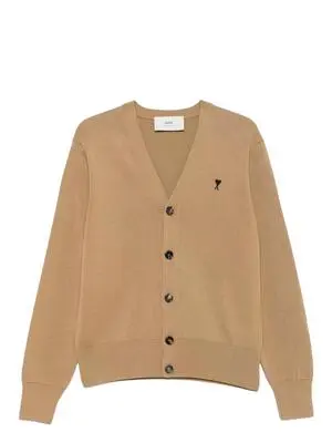 AMI Button-Front Cardigan With Embroidered Logo
