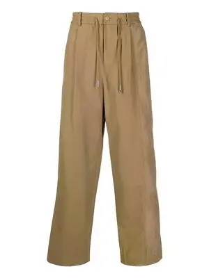 FENG CHEN WANG Embroidered-panel Drawstring Trousers - Neutrals