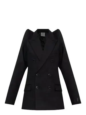 Vetements Padded-shoulder Double-breasted Jacket - Black