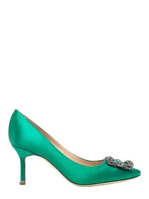 Manolo Blahnik Hangisi Embellished Pumps - Green