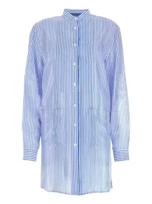 Prada Striped Silk Shirt - Blue