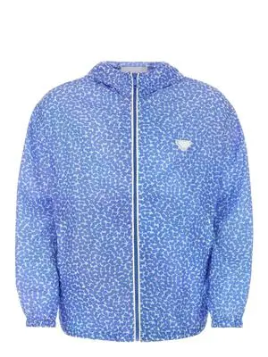 Prada Printed Hooded Windbreaker - Blue
