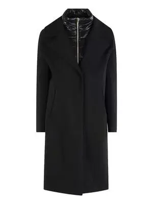 Herno Detachable-collar Single-breasted Wool Coat - Black