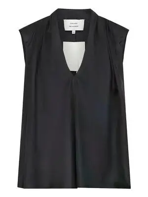 Loulou De Saison Sade V-neck Sleeveless Top - Black