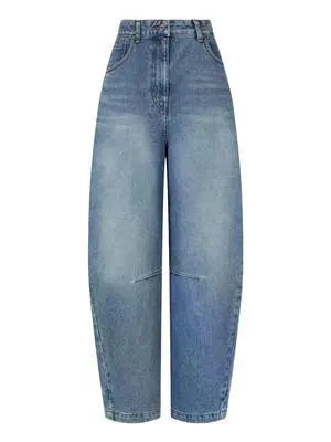 STUDIO TOMBOY Adjustable Back Tapered Jeans - Blue