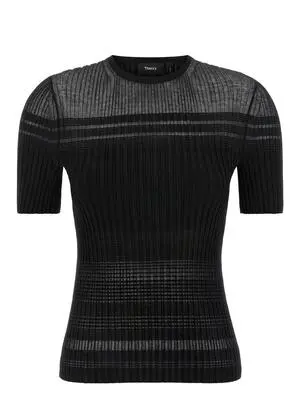 Theory Ribbed Crew-neck T-shirt - Black