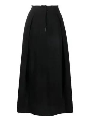 UMA WANG Raw-edge Pleated Long Skirt - Black
