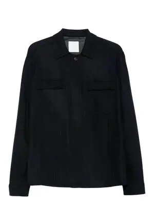 Eleventy Pinstripe Pocket Overshirt - Blue