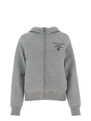 Prada Logo-detail Hooded Jacket - Grey