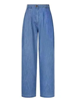 STUDIO TOMBOY Elasticated-waist Pleated Jeans - Blue