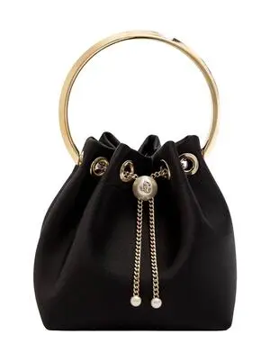 JIMMY CHOO Bon Bon Satin Bucket Bag - Black