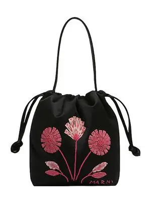 Marni Floral-embroidered Satin Handbag - 00n99