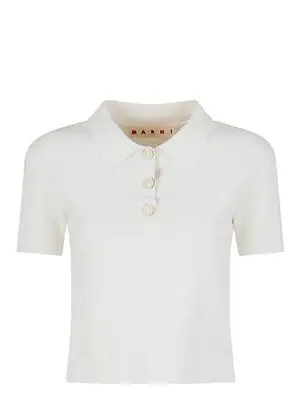 Marni Short-sleeved Ribbed Knitted Polo Shirt - 00w01