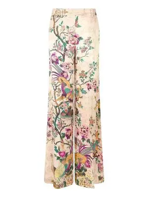 Roberto Cavalli Floral Printed Trousers - Neutrals
