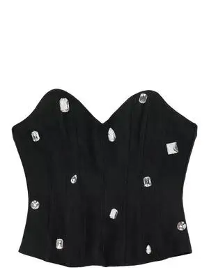 David Koma Crystal-embellished Corset Top - Black