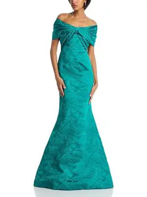 Rickie Freeman For Teri Jon Textured Mermaid Gown - Teal