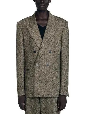 Sandro Tweed Classic Fit Suit Jacket - String Chine