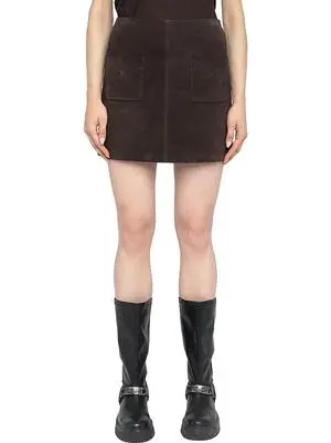 Zadig&Voltaire Suede Mini Skirt - Dark Chocolate