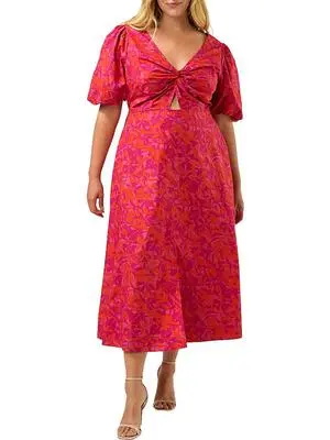 ESTELLE Aura Falls Twist Front Dress - Winter Berry