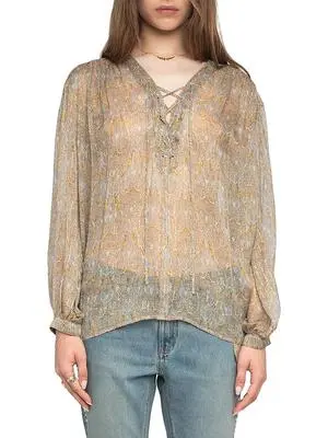 Zadig&Voltaire Tamela Mousseline Paisley Blouse - Cloud