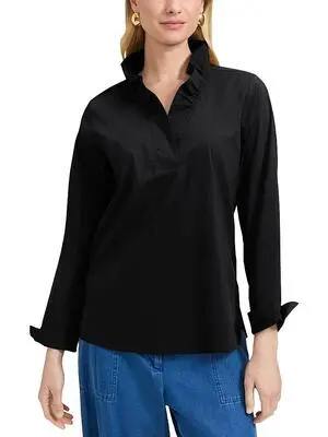 Foxcroft Tammy Long Sleeve Popover Top - Black