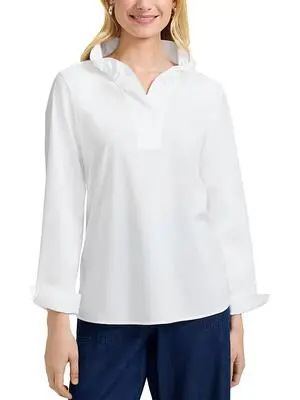 Foxcroft Tammy Long Sleeve Popover Top - White