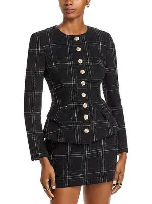 Generation Love Ophelia Windowpane Tweed Jacket - Black/ White