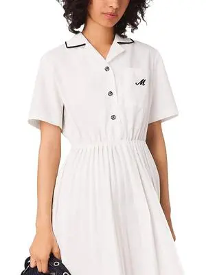 Maje Short Sleeve Shirt Dress - White