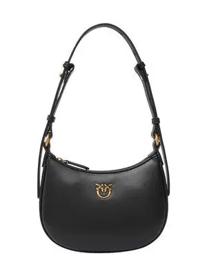 Pinko Half Moon Leather Shoulder Bag - Black-antique Gold