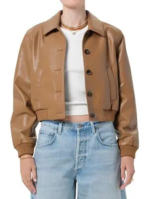 Citizens Of Humanity Lola Leather Bomber Jacket - Pale Toffee