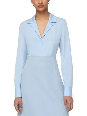 Lafayette 148 New York Scottie Notch Collar Top - Bluebell
