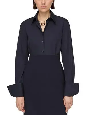 Lafayette 148 New York Drop Shoulder Fitted Blouse - Ink