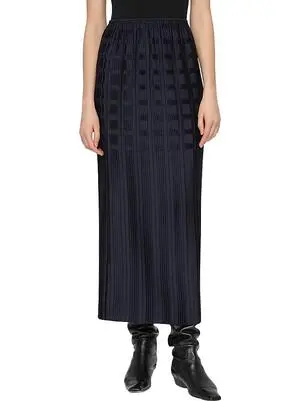 Lafayette 148 New York Basketweave Plisse Maxi Skirt - Ink