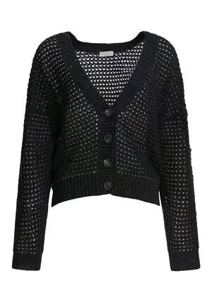 Brunello Cucinelli Sequin-embellished Open-knit Cardigan - Black