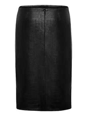 LIKA Crocodile-effect Midi Skirt - Black