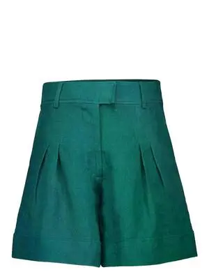 PAULA Pleated High-waisted Shorts - Green