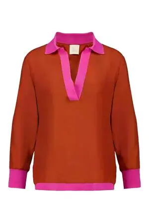 PAULA V-neck Blouse - Red