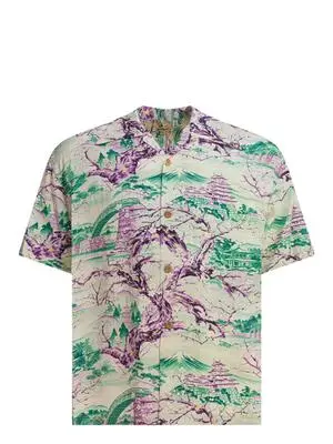 SUN SURF Landscape-print Shirt - Green
