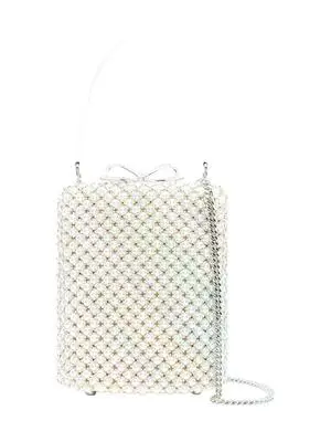 SELF-PORTRAIT Mini Pearl-embellished Tote - White