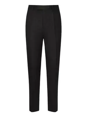 Zegna Pleated Wool Trousers - Black