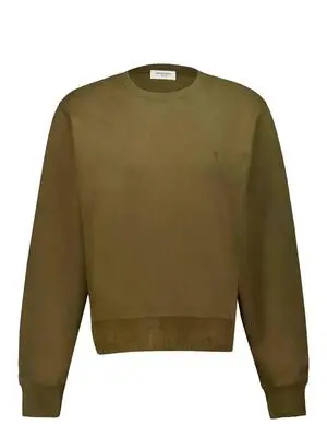 Saint Laurent Embroidered Cotton Sweater - Green