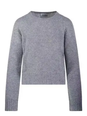 BEYOU Ribbed Crew-neck Sweater - Grey