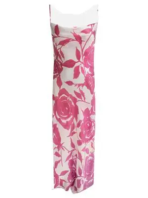 SLEEP NO MORE Rose-print Slip Maxi Dress - Pink